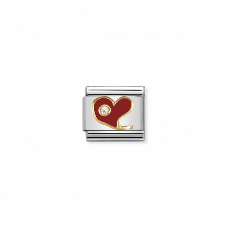 Nomination Composable Link Red Heart, Cubic Zirconia, 18K Gold & Enamel ...