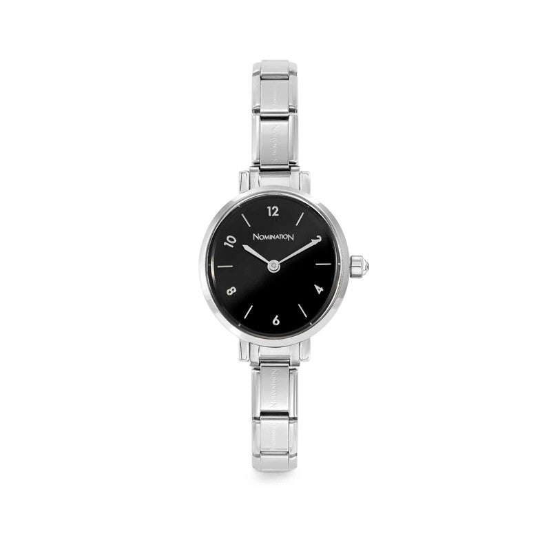 Nomination-Composable-Paris-Watch-Black-Oval-Cubic-Zirconia-Stainless ...