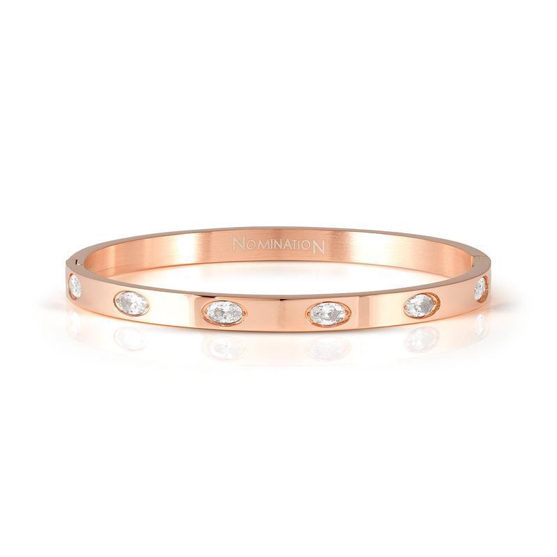 Nomination-Pretty-Bangle-Rigid-Bracelet-Pink-PVD-Coloured-Stones ...